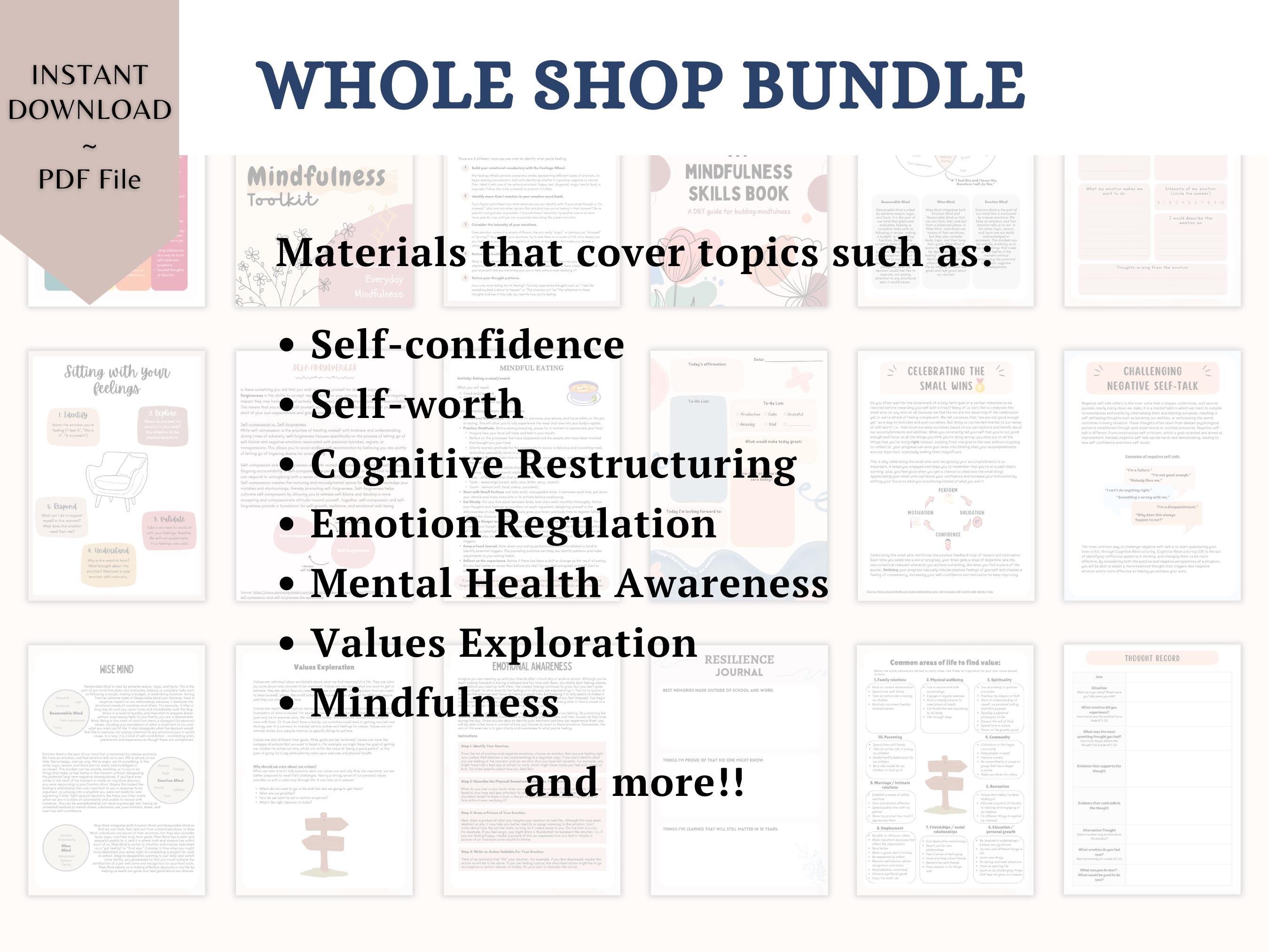 Mental Health Digital Resources Mega Shop Bundle Therapy Worksheets ...