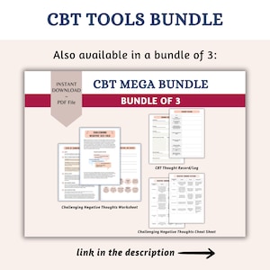 Thought Record CBT Therapy Worksheets Challenging Automatic Negative ...