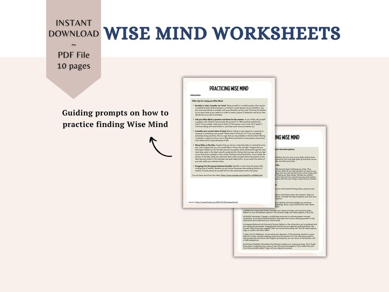 DBT Wise Mind Worksheets Dialectical Behavioral Therapy Wise Mind ...