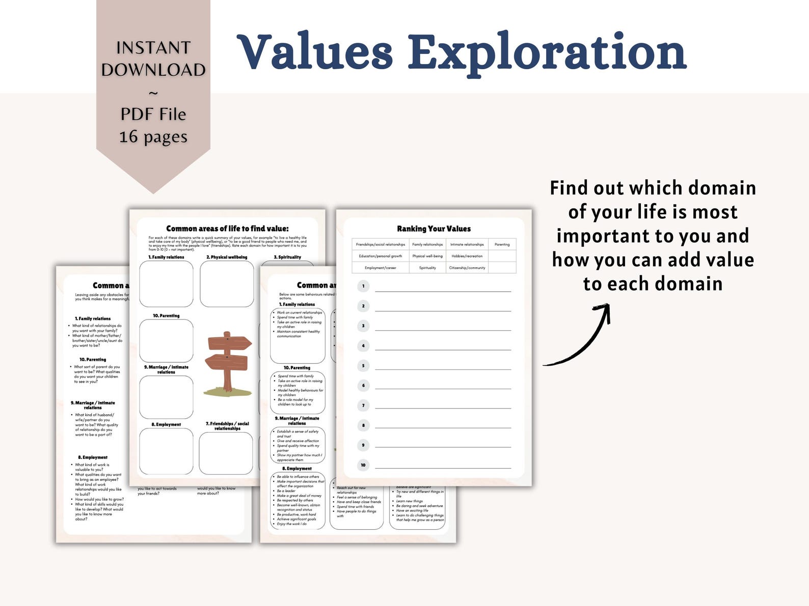 Personal Values Exploration Worksheets Core Values List Core Values and ...