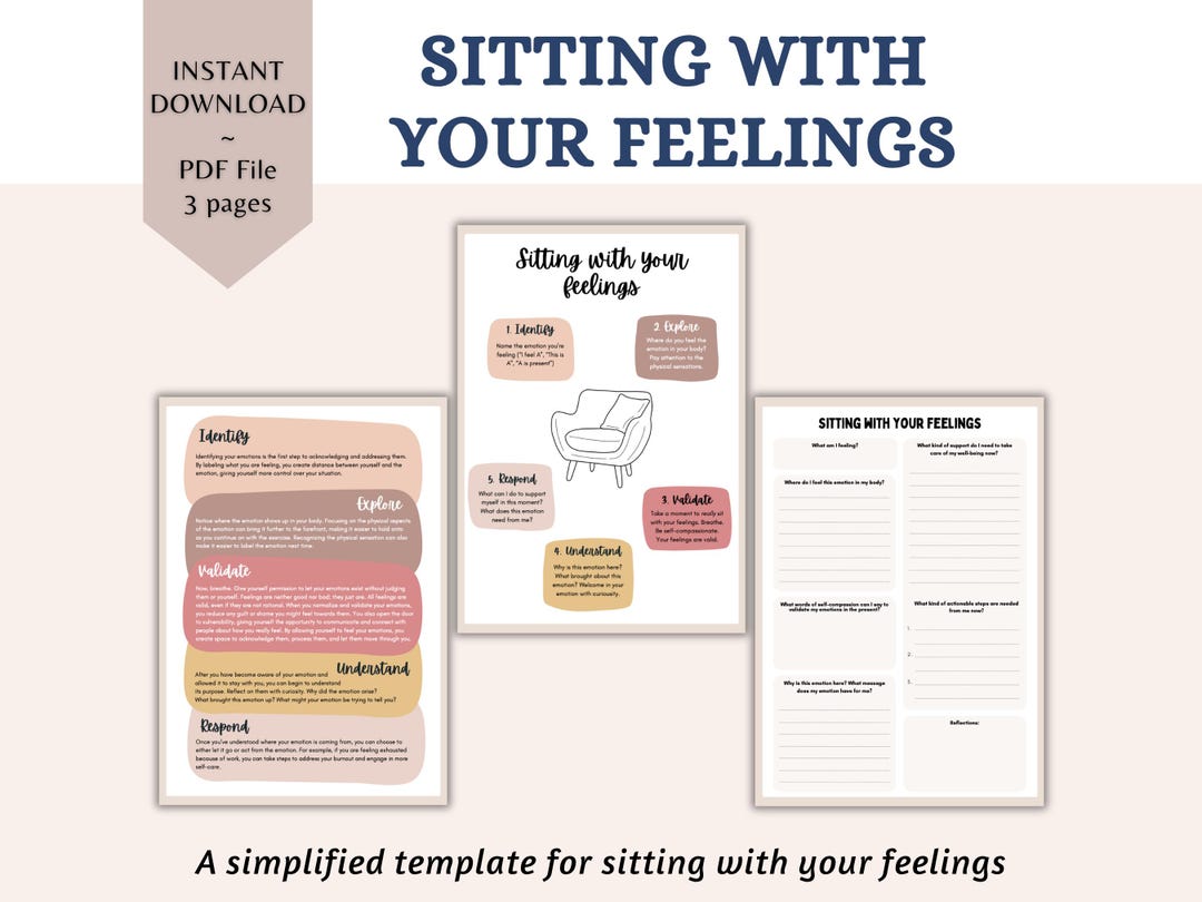 Sitting With Your Feelings Therapy Worksheet Feeling Your Feelings ...