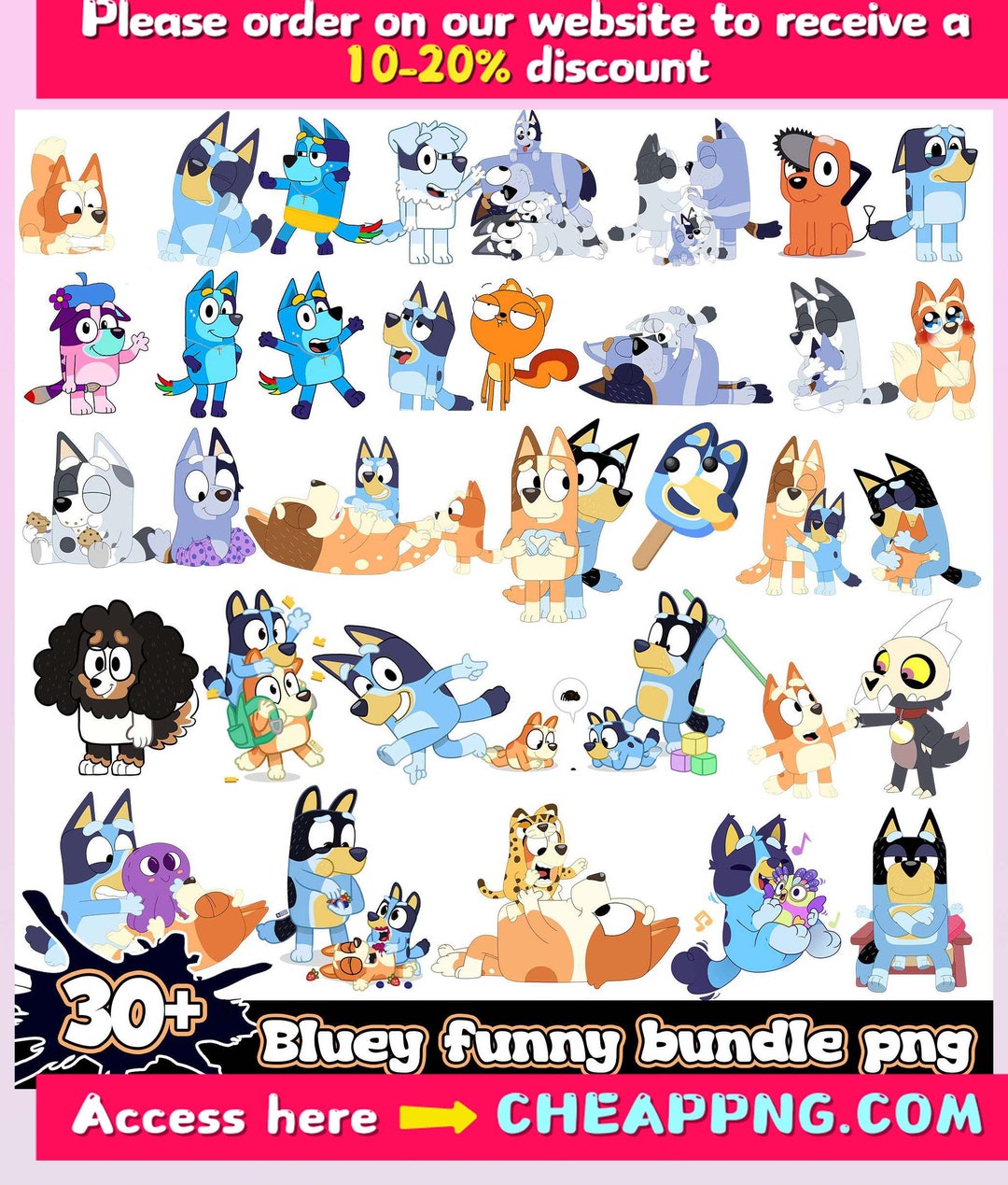 Bluey Dog Bundle Png Blue Dog Family Bundle Bluey Cartoon PNG Bundle ...