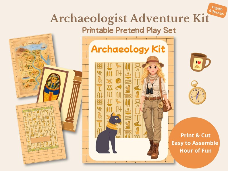 Archaeologist Adventure Printable, Archeology Pretend Play Kit - Etsy ...