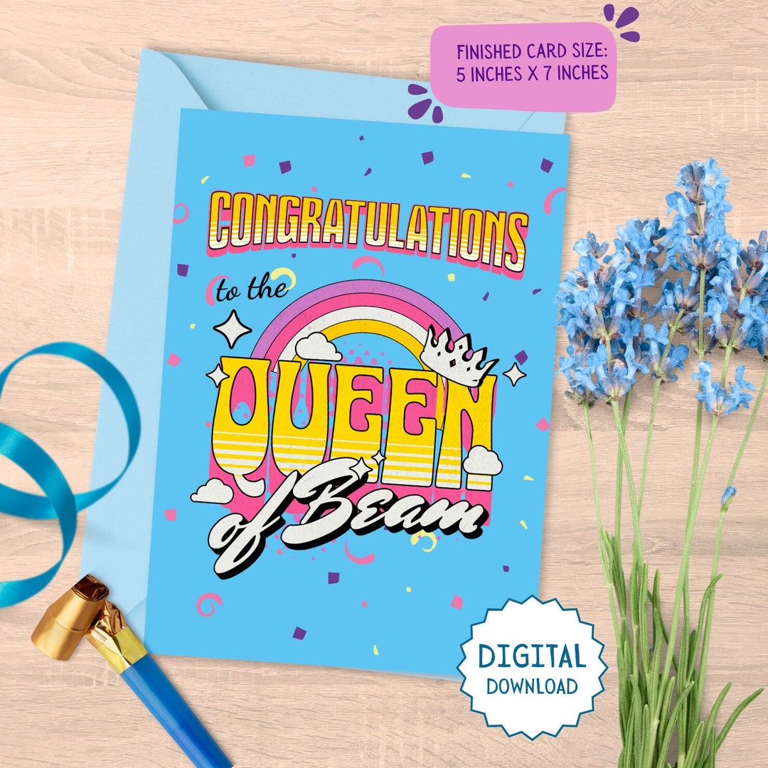 Congratulations Queen of Beam Card digital Download Gymnastics Success ...