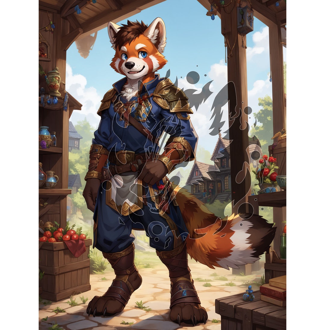 Anthro Red Panda Image - Digital Download HD Image - Unique Concept Art, Story Ideas, Cute Male ...