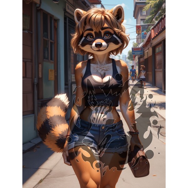 Furry Anthro Raccoon Girl - Etsy