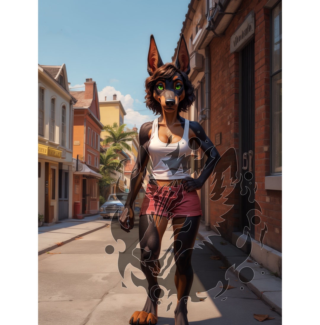 Anthro Doberman Girl Image - Digital Download HD Image - Unique Original Character for RP ...