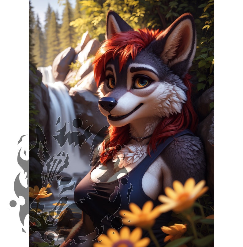 Anthro Wolf in Nature Image Digital Download HD Image Original Concept Art for Story Ideas, Cute ...