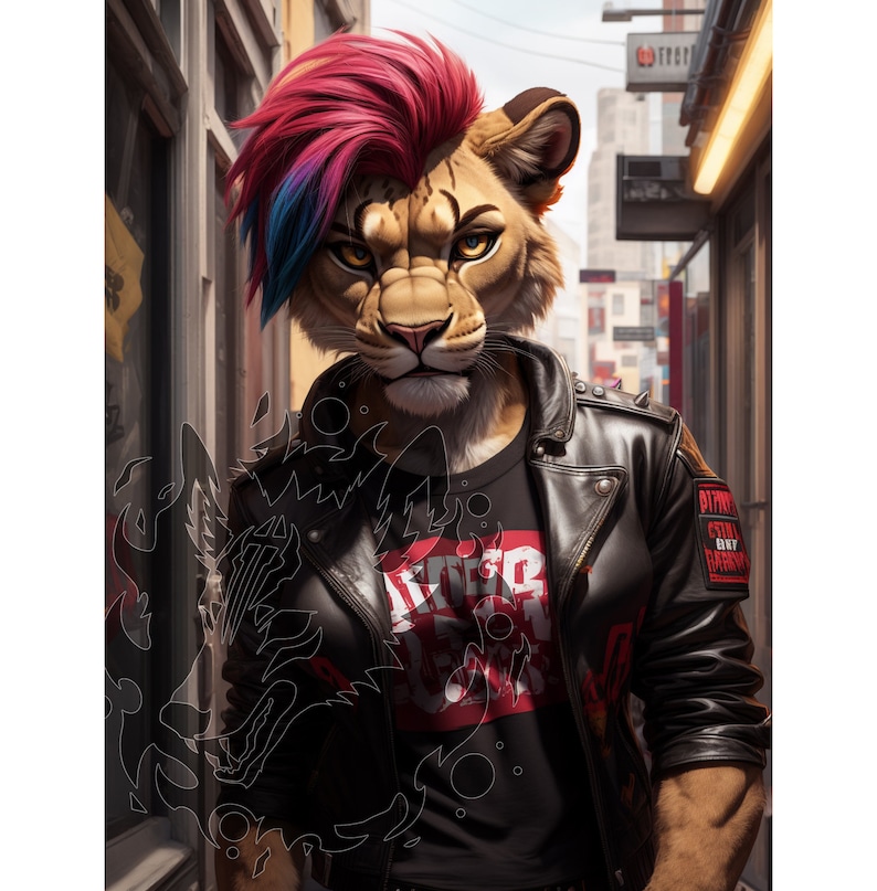 Punk Lion Furry Girl Image Digital Download HD Image Unique Original ...