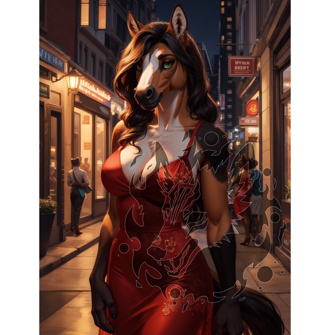 Anthro Horse Image - Digital Download HD Image - Original Concept Art for Cute Furry Girl in a ...
