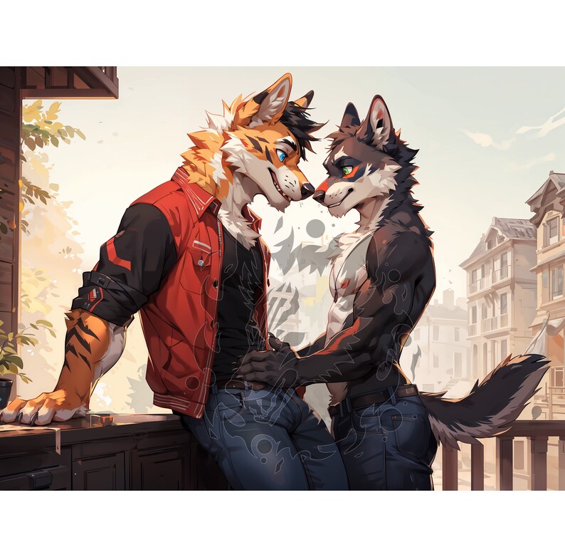Furry Wolf Couple Image Digital Download One of a Kind Unique Concept ...