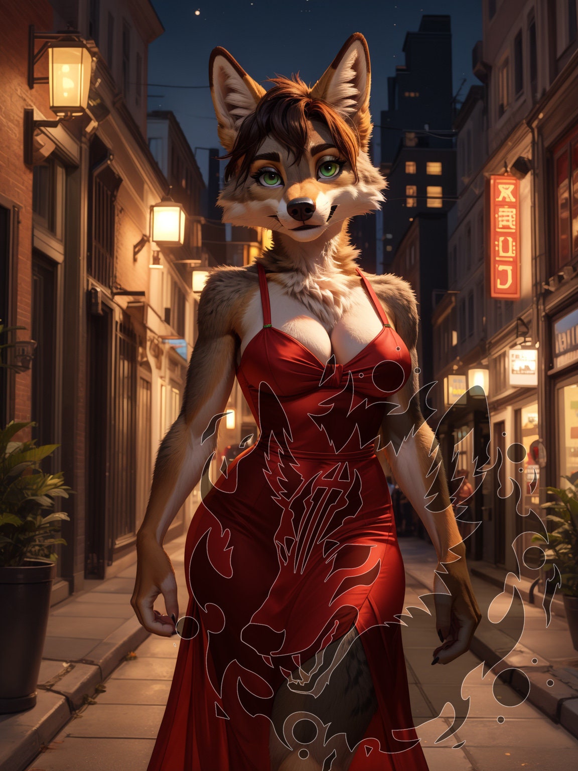 Anthro Coyote Image Digital Download HD Image Set Original Concept Art for Story Ideas, Cute ...