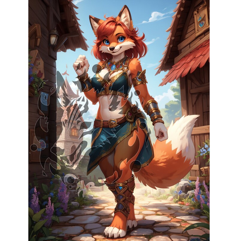 Anthro Fox Image Digital Download HD Image Original Concept Art for Story Ideas, Cute Female ...