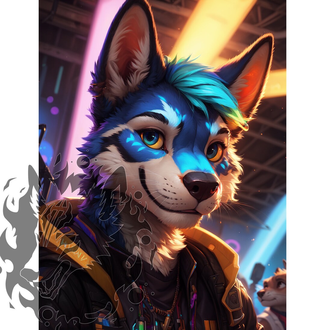 Anthro Blue Wolf Guy Image Digital Download HD Image Unique Unique ...