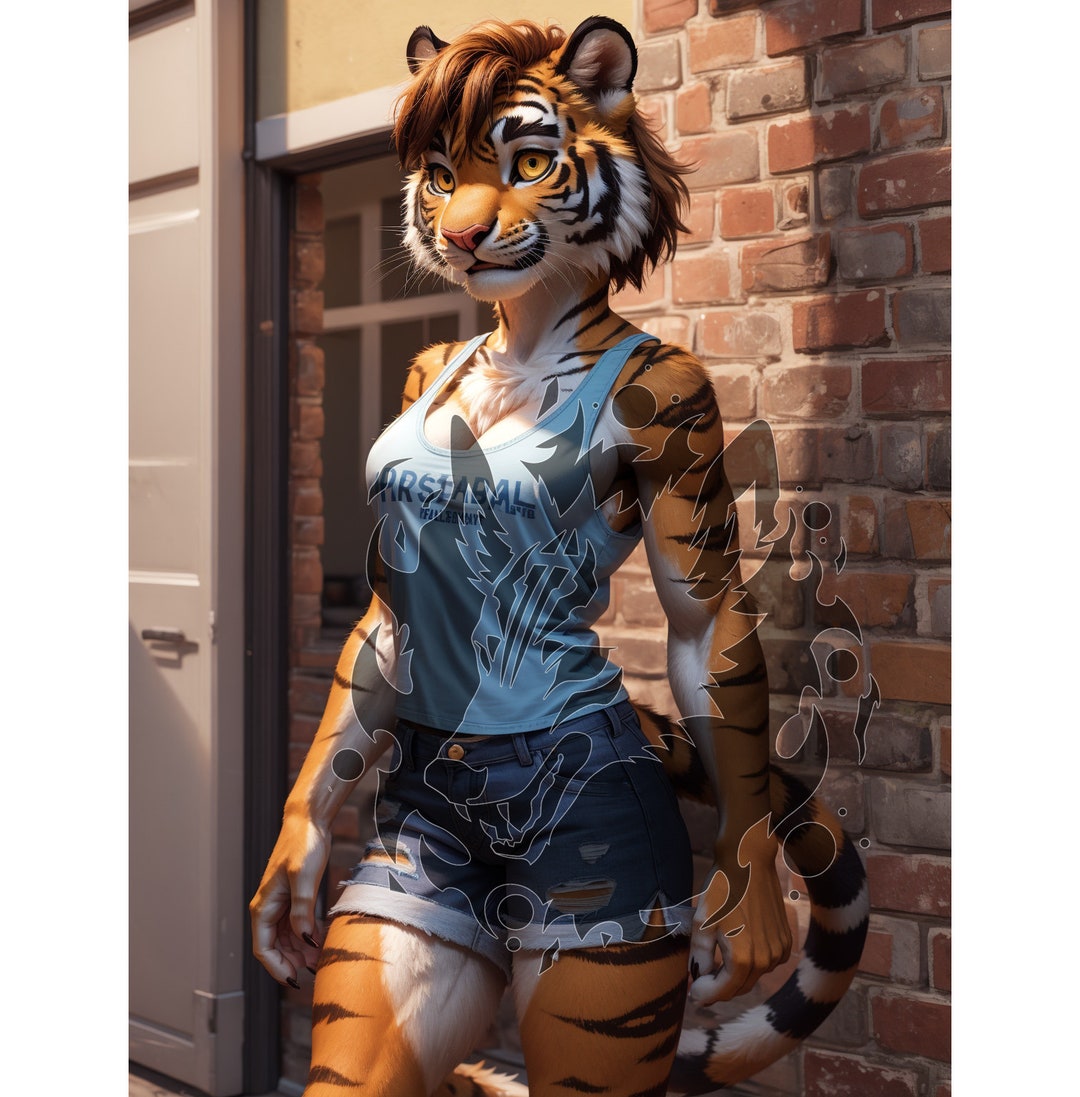 Anthro Tiger Girl Image - Digital Download HD Image - Unique Original Concept Art for Normcore ...