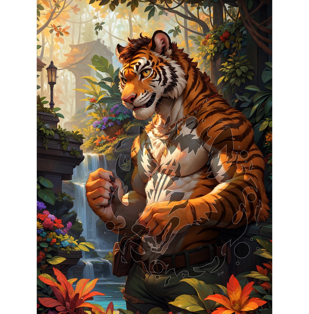 Anthro Tiger Guy Image Digital Download HD Image Unique Concept Art ...