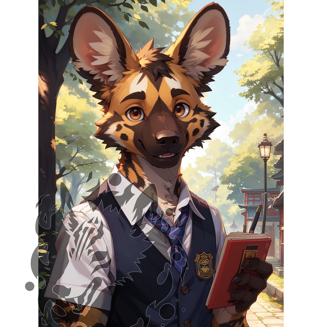 Anthro African Wild Dog Student Image Digital Download HD Image Unique ...