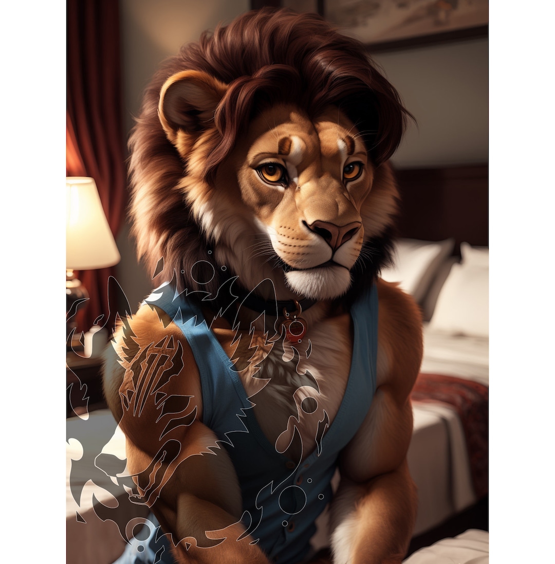 Lion Adoptable Fursona Digital Download HD Image Anthro Original Character for Roleplay, Story ...