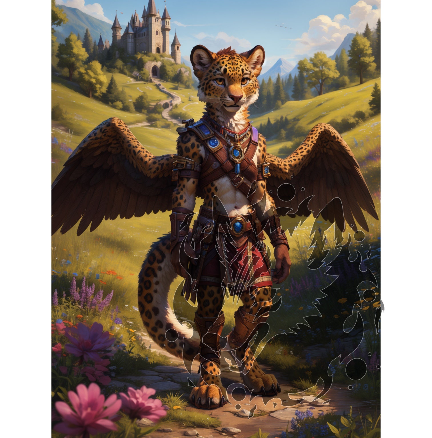 Anthro Winged Leopard Image Digital Download HD Image Concept Art of ...
