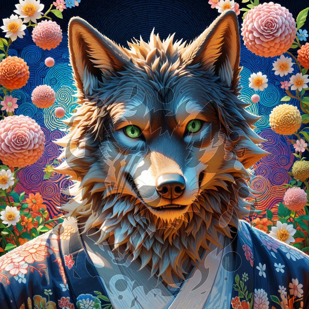 Animated Green-eyed Wolf Fursona - Digital Download HD Image and Video ...