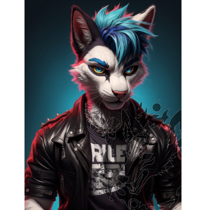 Punk Cat Furry Guy Image Digital Download HD Image Unique Unique ...