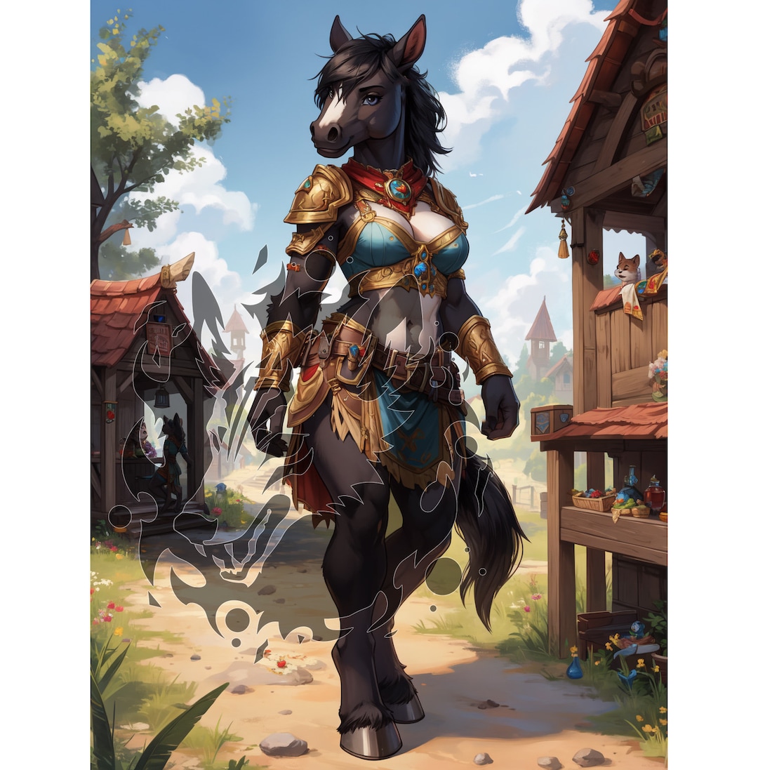 Anthro Horse Image Digital Download HD Image Original Fantasy Concept Art for Story Ideas, Cute ...