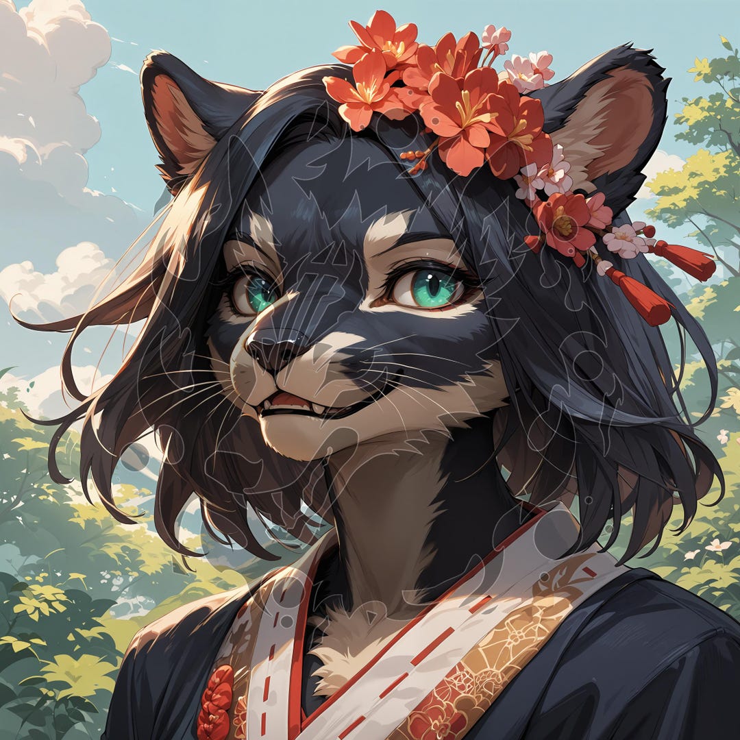 Anthro Panther in a Japanese Garden Image - Digital Download HD Image ...