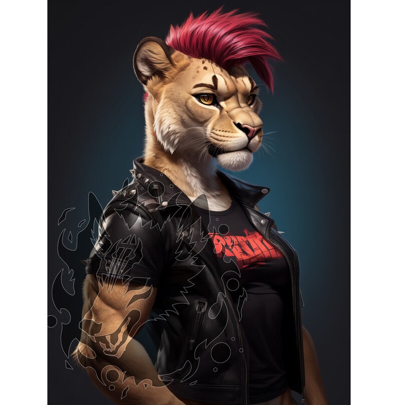 Punk Lion Furry Girl Image Digital Download HD Image Unique Original ...