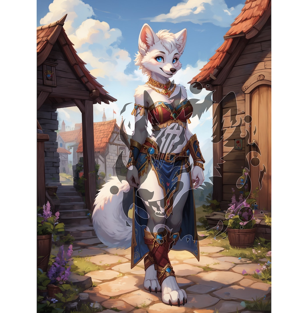 Anthro Arctic Fox Image Digital Download HD Image Original Fantasy Concept Art for Female Furry ...