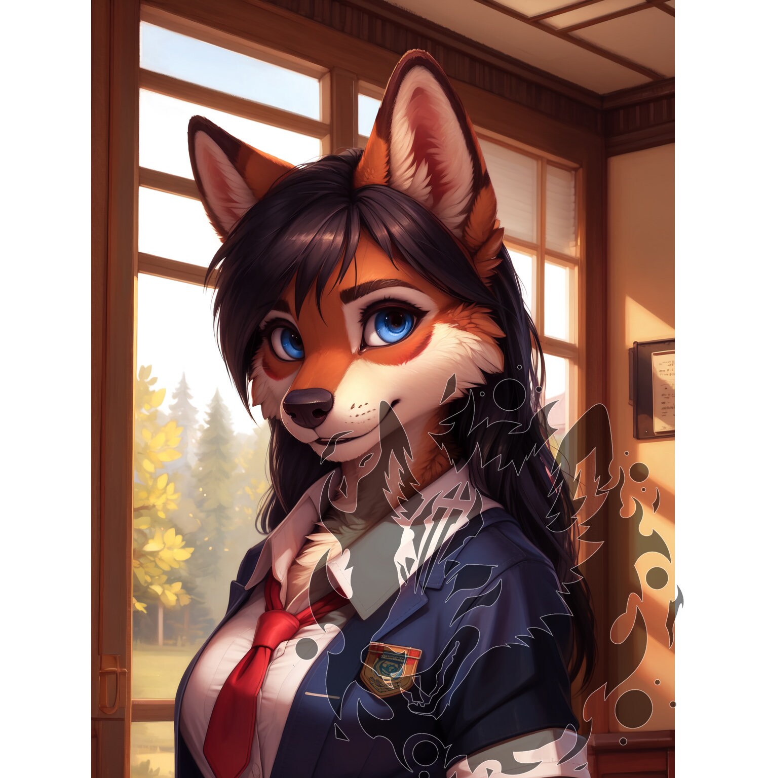 Anthro Vixen Student Image - Digital Download HD Image - Original Concept Art for Story Idea ...