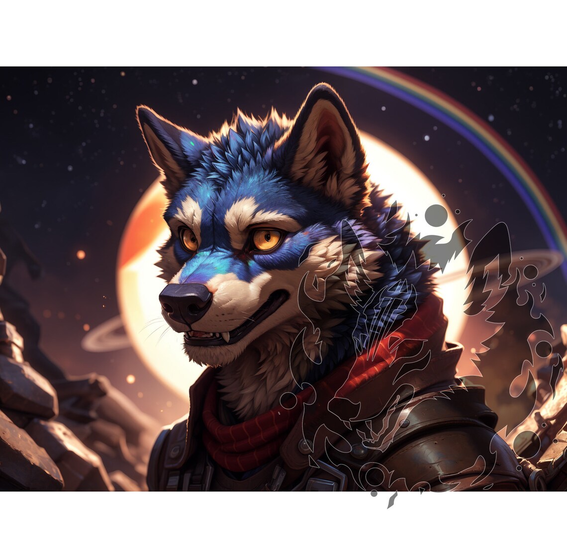 Anthro Blue Wolf Image Digital Download HD Image Unique Concept Art ...