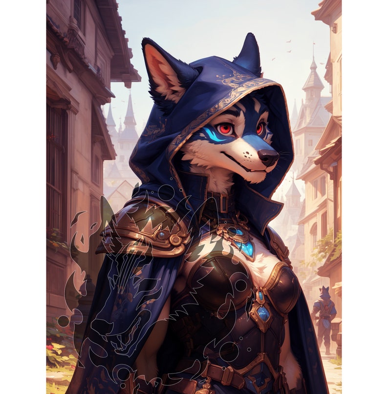 Anthro Wolf Girl Image Digital Download HD Image Unique Original Fantasy Concept Art for Furry ...