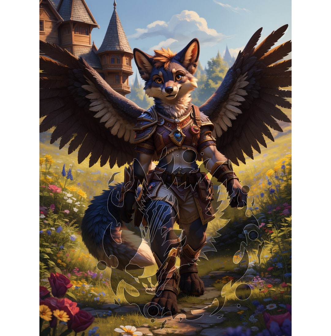 Anthro Winged Fox Image Digital Download HD Image Concept Art of Unique ...