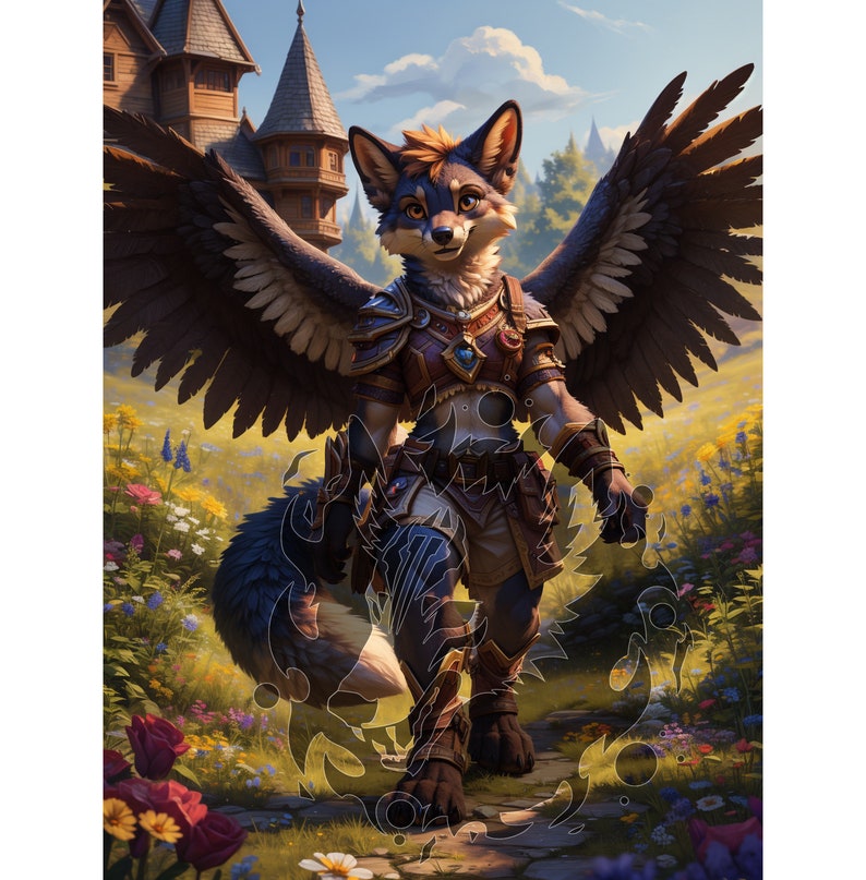 Anthro Winged Fox Image Digital Download HD Image Concept Art of Unique ...