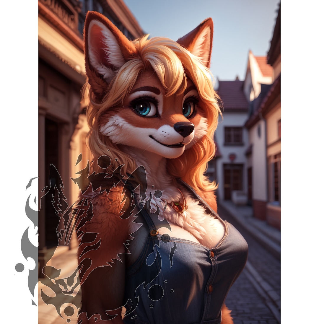 Anthro Fox Girl Image Digital Download HD Image Original Concept Art for Story Ideas, Avatar ...