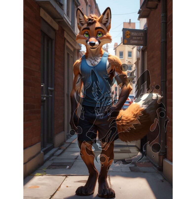 Anthro Fox Image Digital Download HD Image Unique Concept Art, Story Ideas, Illustration, Cute ...