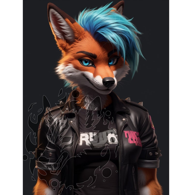 Punk Fox Furry Girl Image Digital Download HD Image Set Unique Original ...