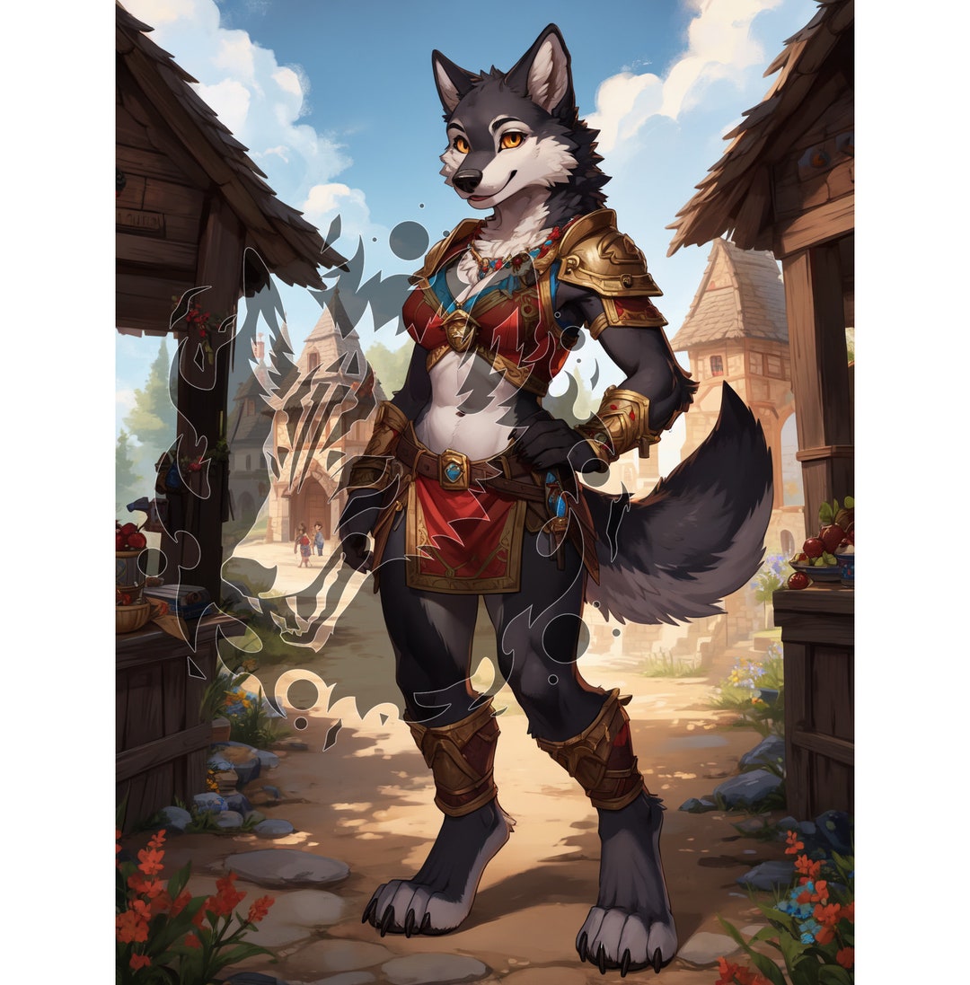 Anthro Wolf Image Digital Download HD Image Original Fantasy Concept Art for Story Ideas, Cute ...
