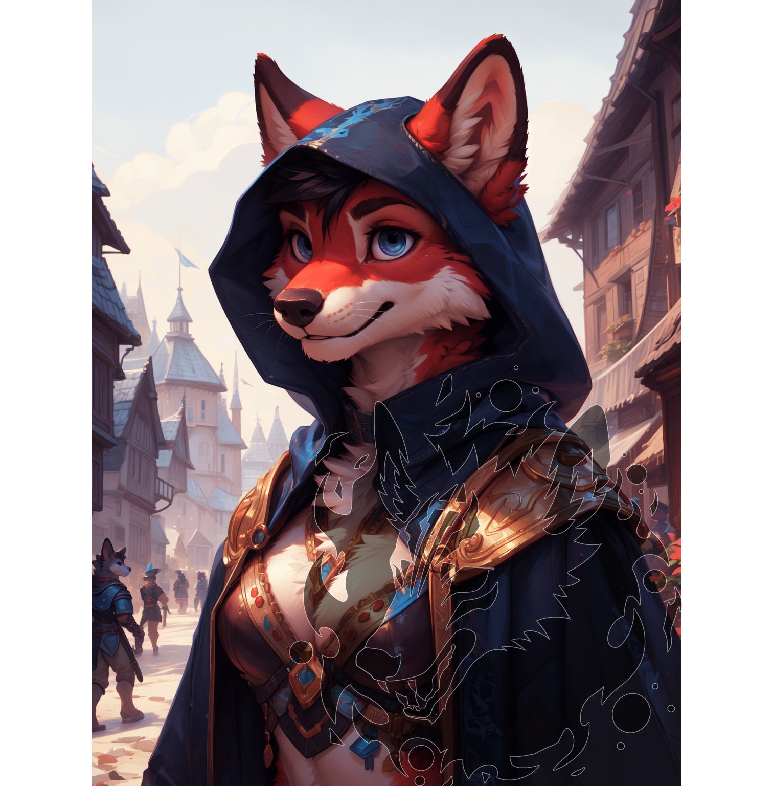 Anthro Fox Girl Image Digital Download HD Image Unique Original Fantasy Concept Art for Furry ...