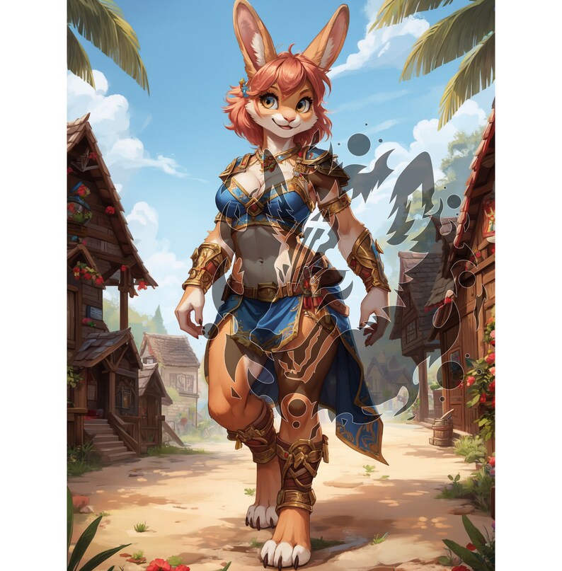 Anthro Rabbit Image Digital Download HD Image Original Concept Art for Story Ideas, Cute Female ...