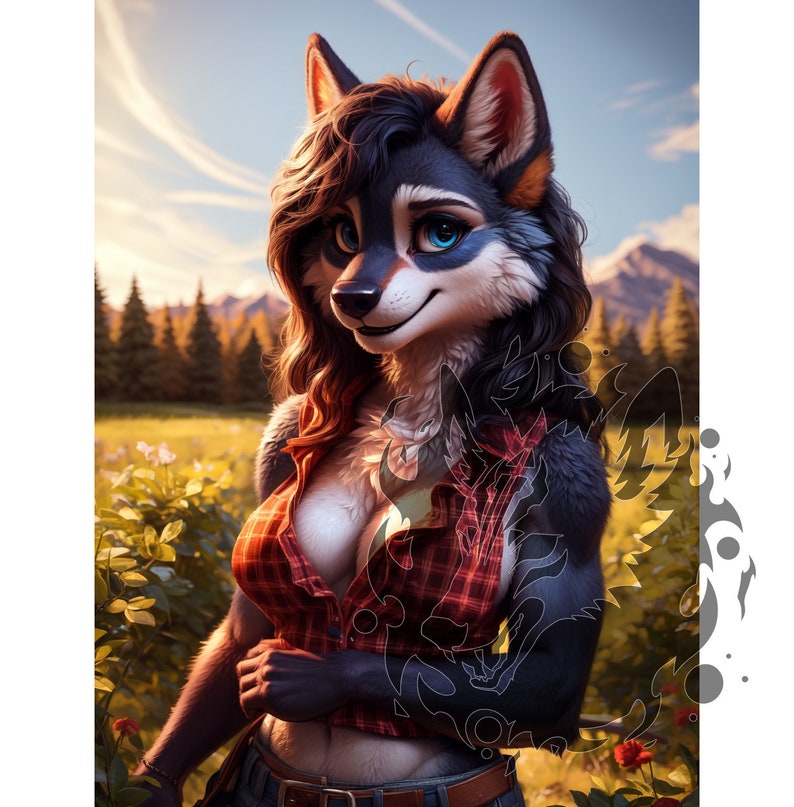 Anthro Wolf in Nature Concept Art Image Digital Download HD Image Original Character for ...