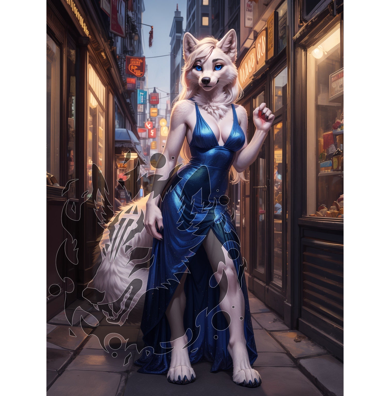 Anthro Arctic Fox Image Digital Download HD Image Original Concept Art for Cute Furry Pretty ...