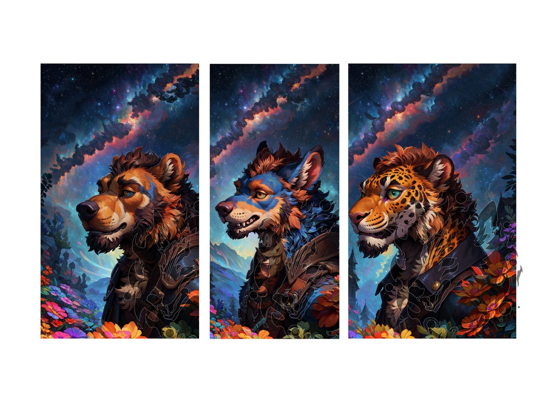 THREE Cosmic Furry Anthros - Digital Download HD Images - Unique ...