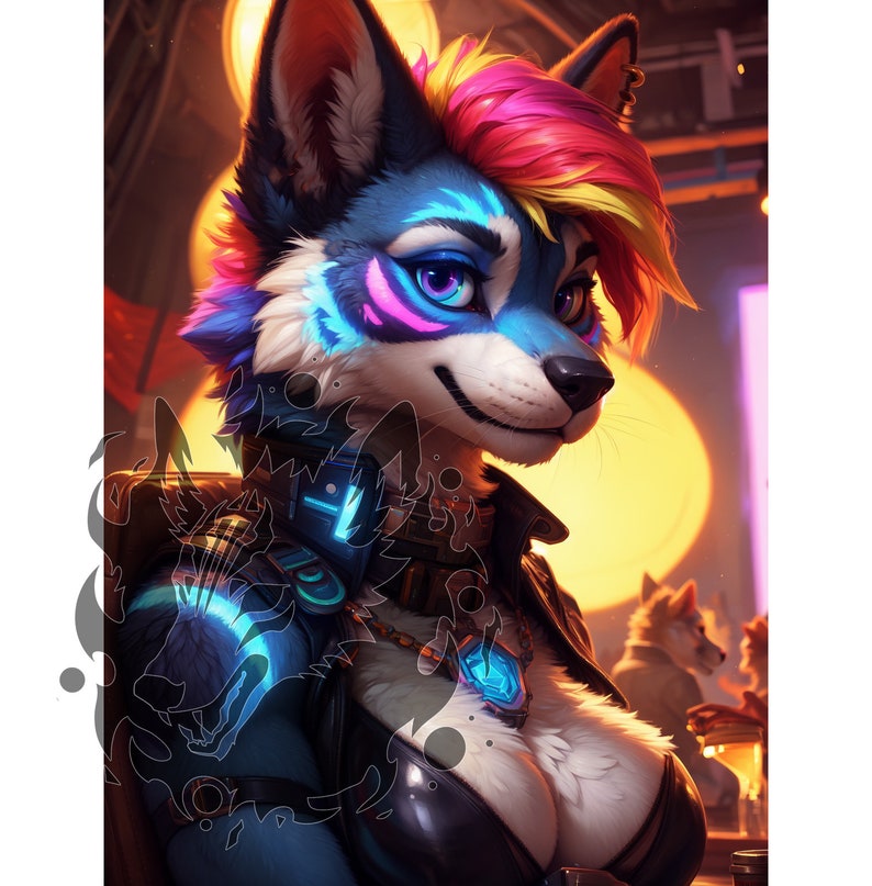 Anthro Wolf Girl Concept Art Image Digital Download HD Image Unique Original Character for ...