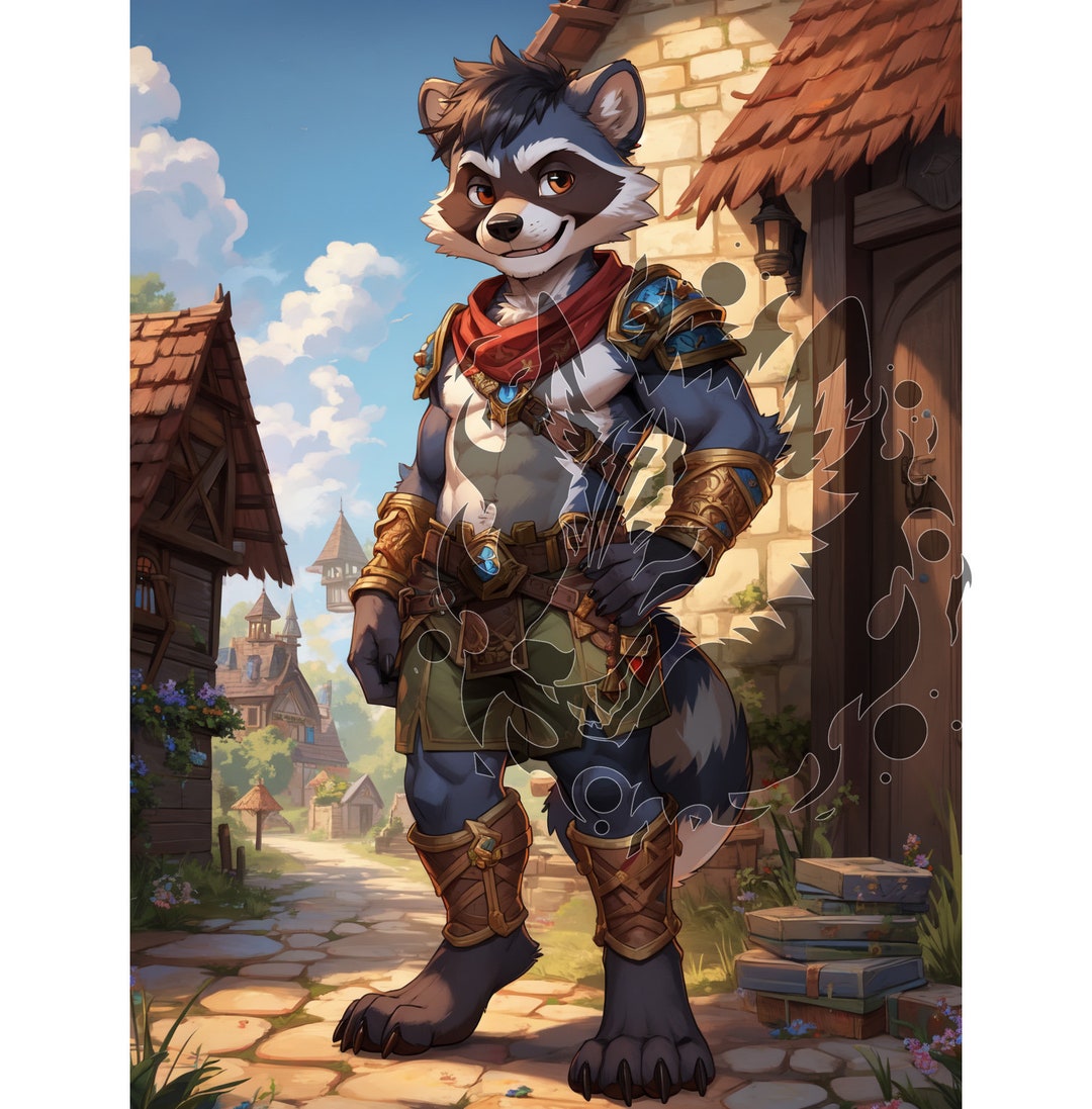 Anthro Raccoon Image - Digital Download HD Image - Unique Concept Art, Story Ideas, Cute Male ...