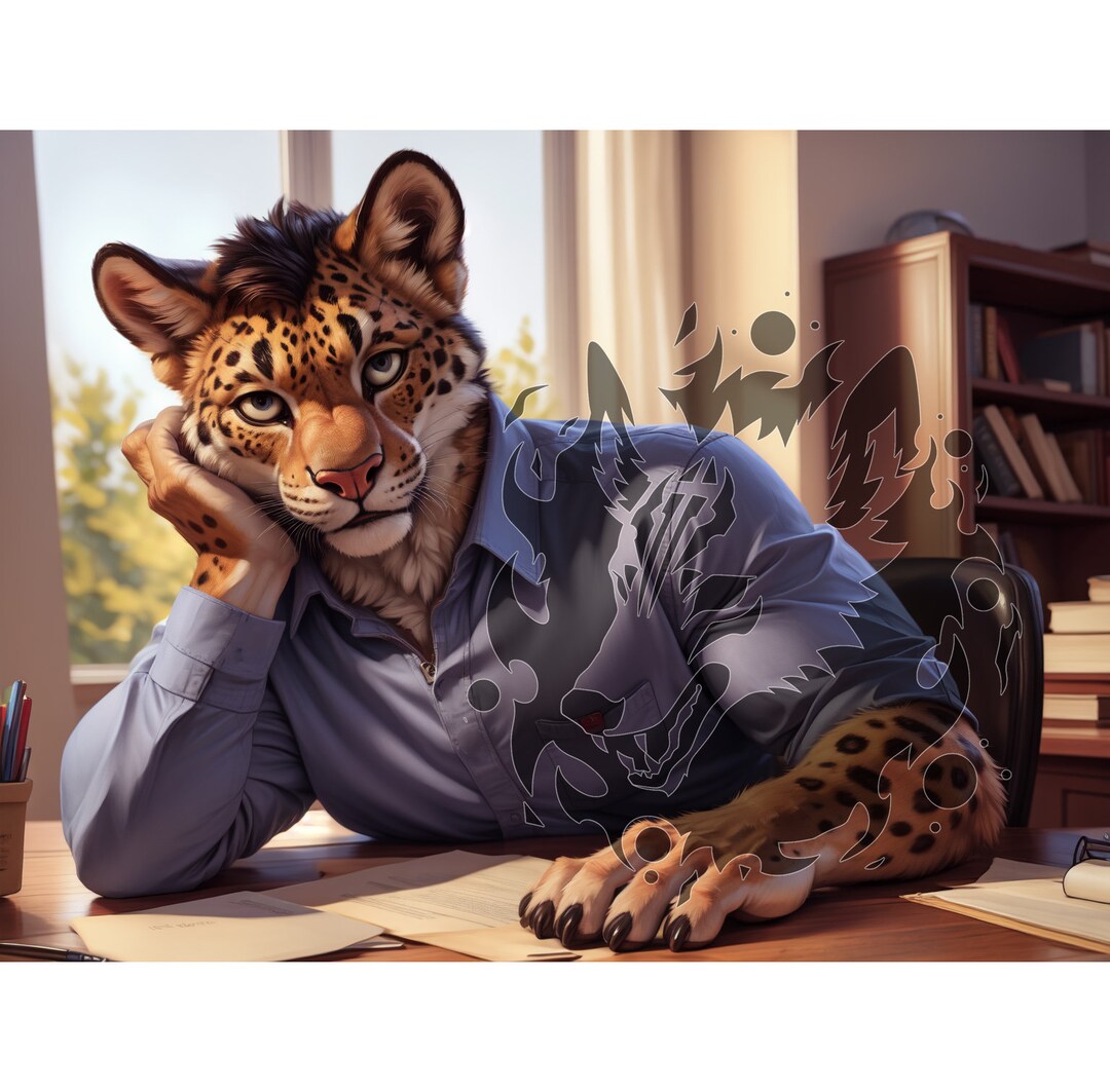 Anthro Leopard Image Digital Download HD Image Unique Concept Art, Story Ideas, Cat Businessman ...