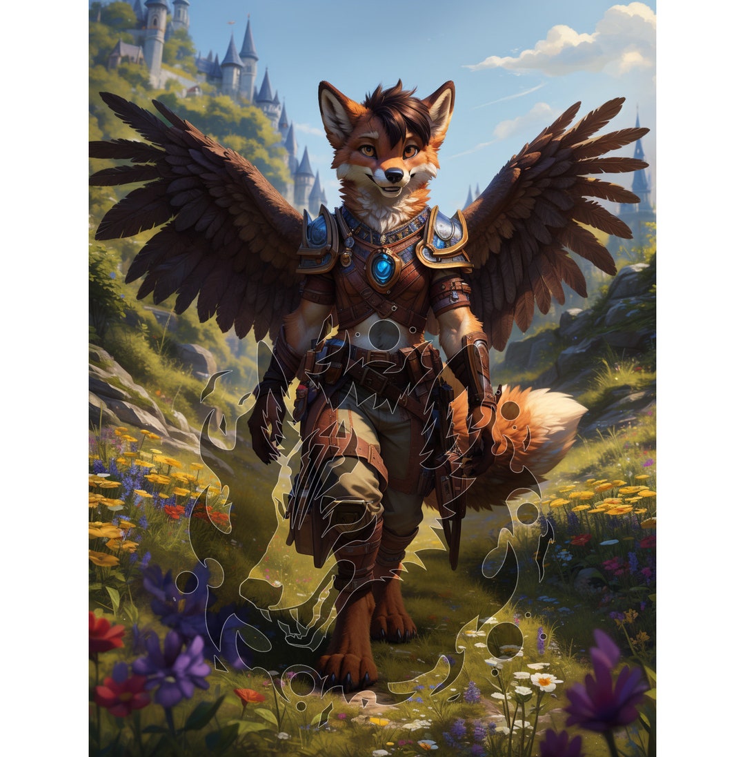 Anthro Winged Fox Image - Digital Download HD Image - Concept Art of ...