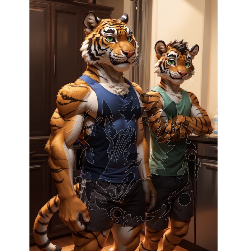 Anthro Tiger Bros Image Digital Download HD Image Unique Concept Art, Story Ideas, Cute Male ...