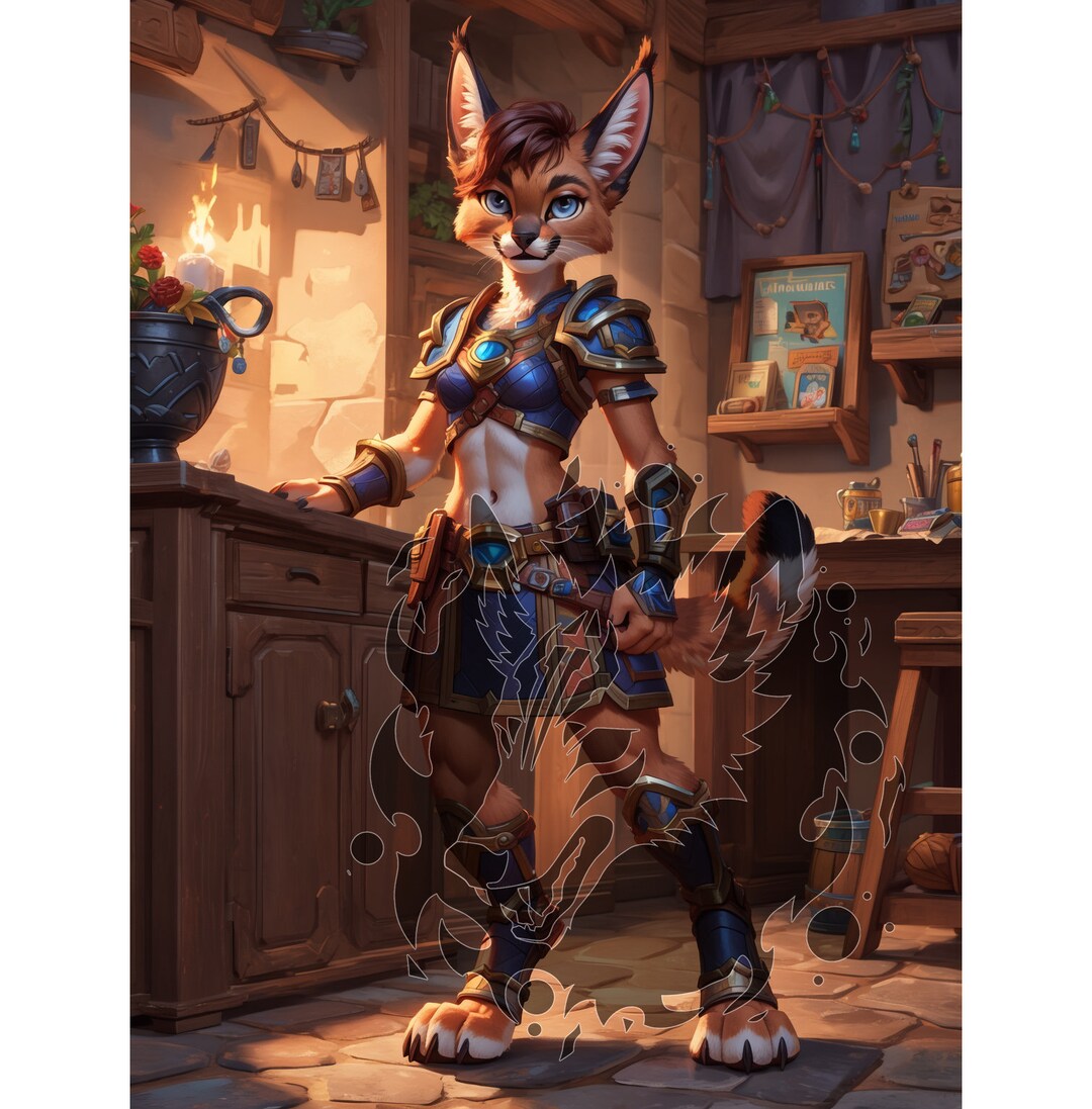 Anthro Caracal Image Digital Download HD Image Original Concept Art for Story Ideas, Cute Female ...