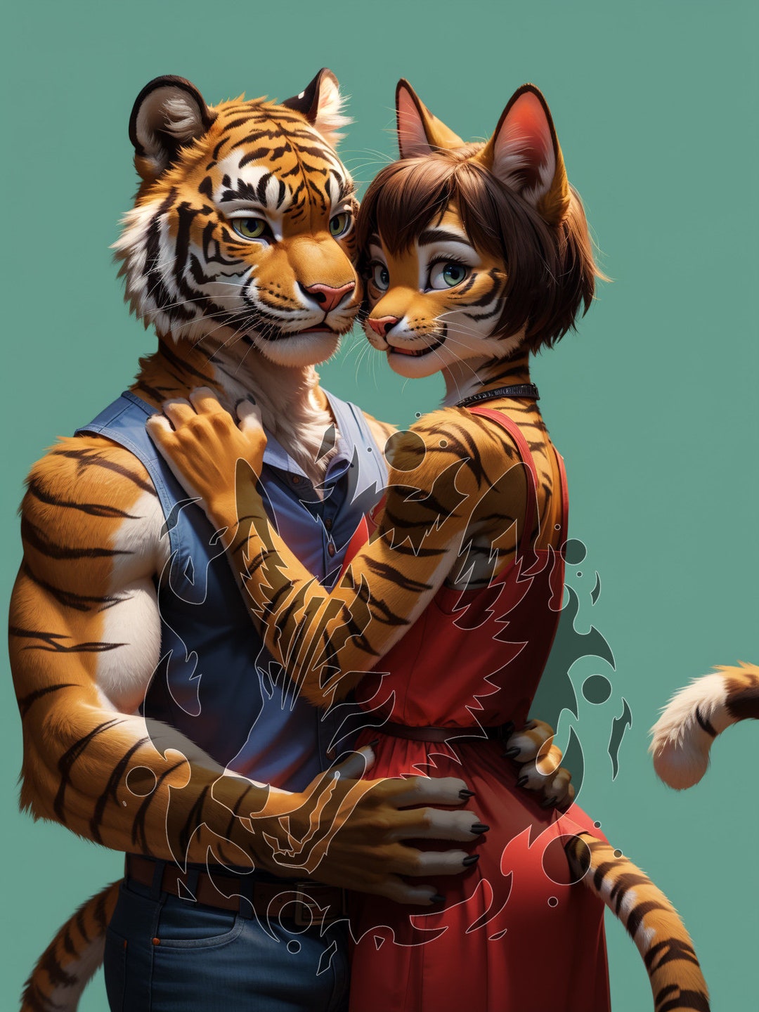 Furry Couple Hugging Image Digital Download One of a Kind Unique ...